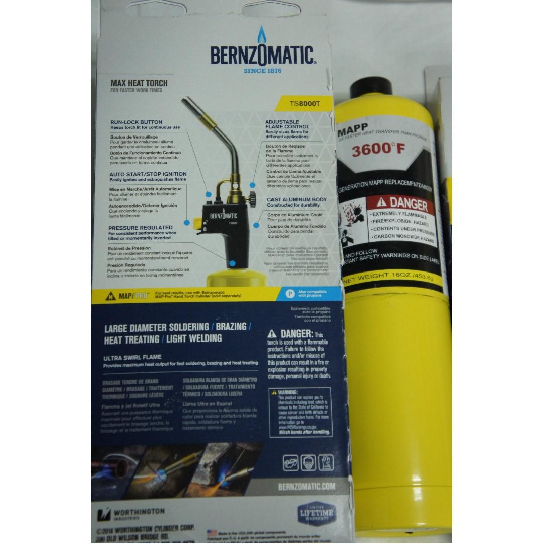 Bernzomatic TS8000 Trigger Start Torch + 1 Canister MAPP Gas - Sous ...