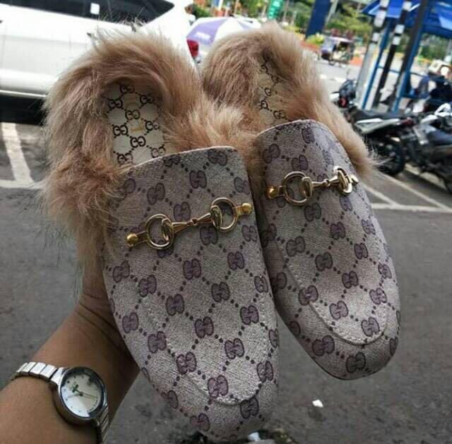 Flatshoes gucci bulu - Import Heels 4cm, Fesyen Wanita, Sepatu di Carousell