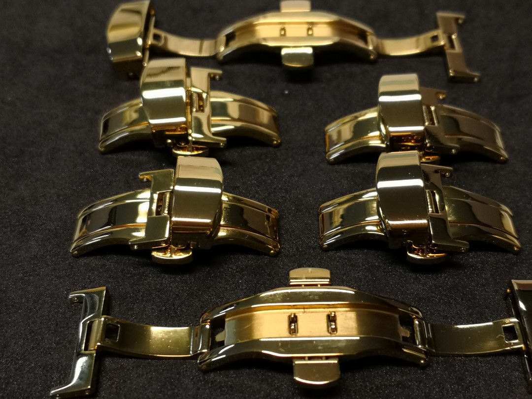 Gold Polished Butterfly Development Buckle Watch Clasp Double Push ...