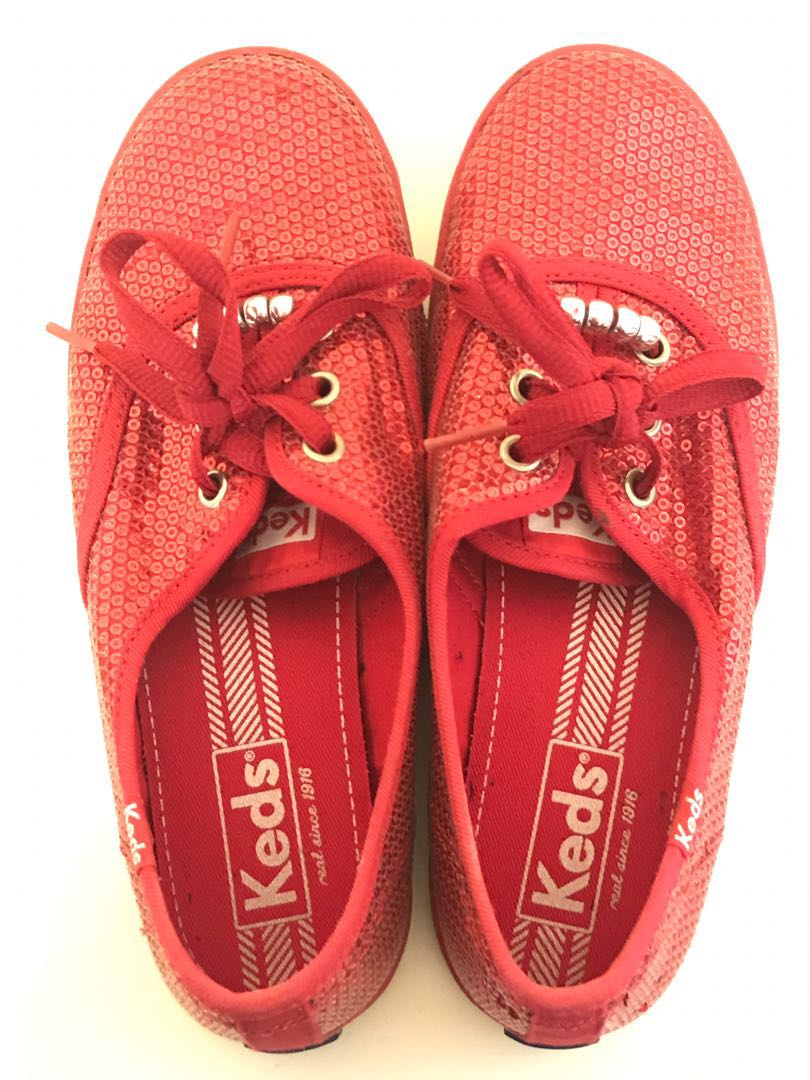 KEDS Red Sequin Sneakers, Babies & Kids, Babies & Kids Fashion on Carousell