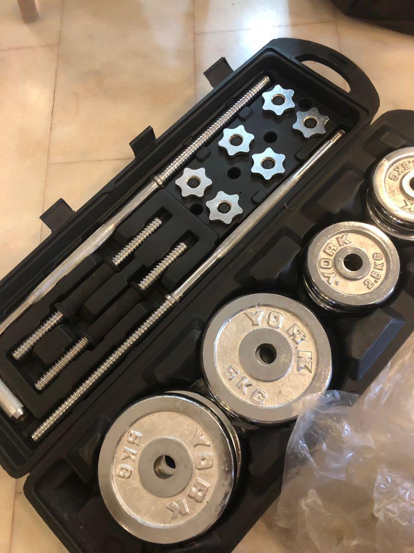 Dumbell Barbell Set 50 kg weights, Sports Equipment, Exercise & Fitness ...