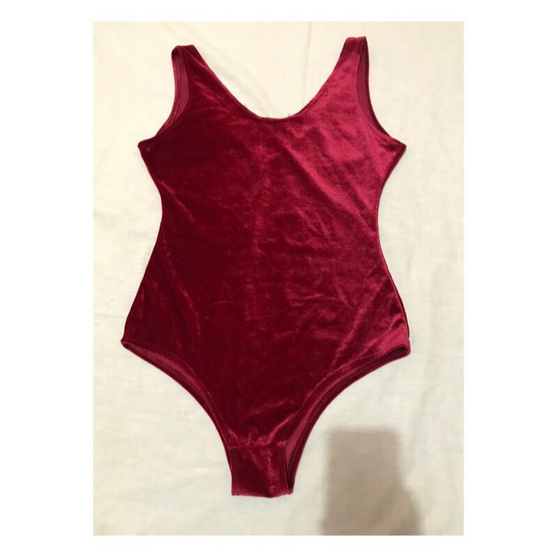 Red velvet one-piece swimsuit, Women's Fashion, Swimwear, Bikinis ...