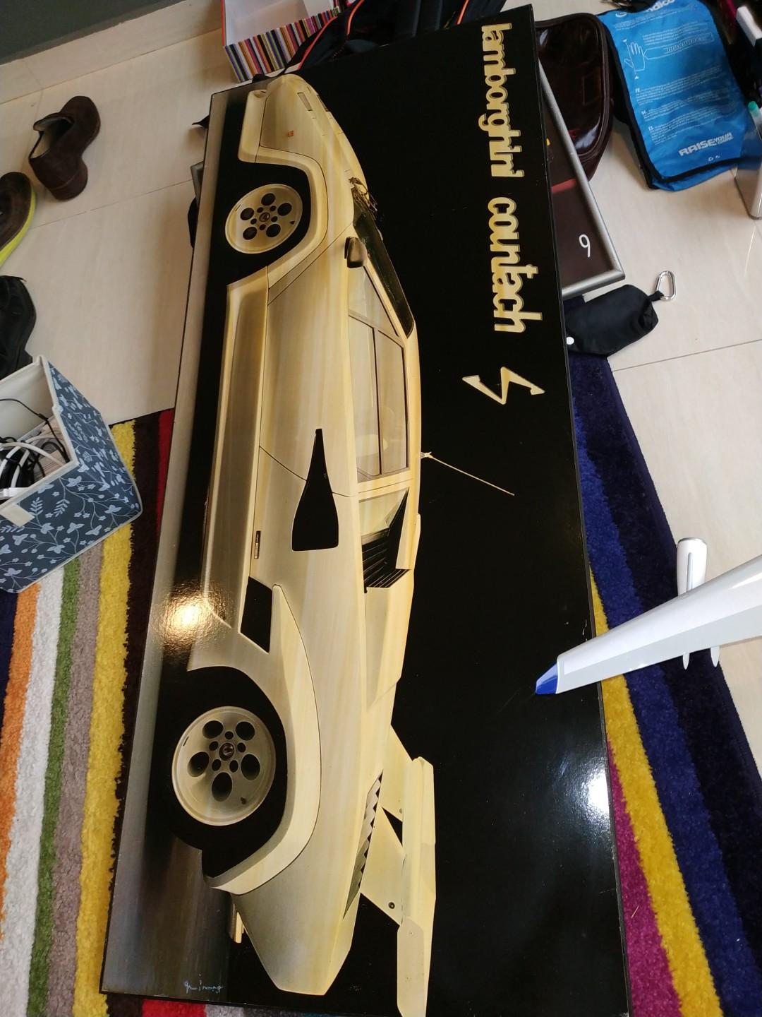 Vintage Lamborghini Countach Wood poster wall art, Hobbies & Toys ...
