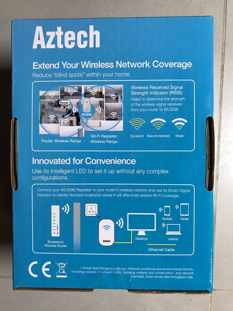 AZTECH Extended wireless WI-FI repeater, Computers & Tech, Parts ...