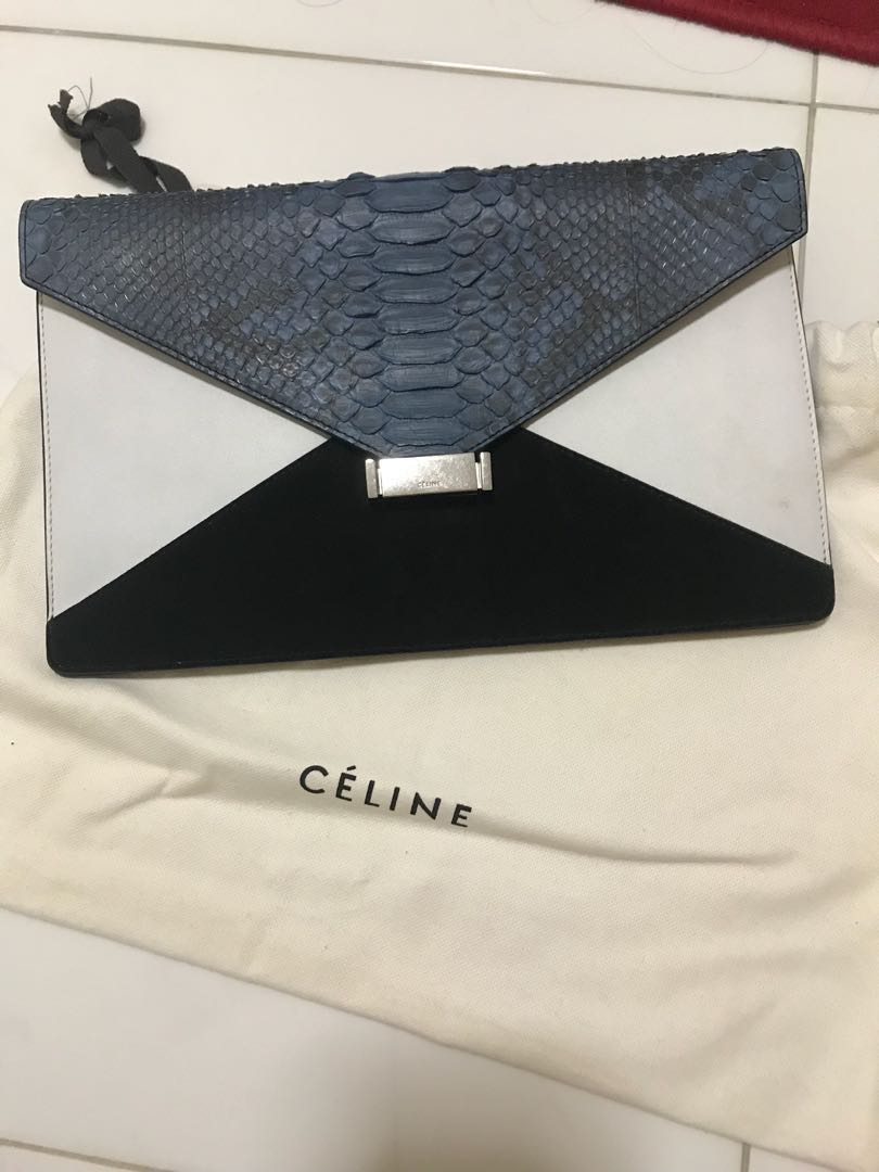 Celine python and calf leather clutch, Women's Fashion, Bags & Wallets ...