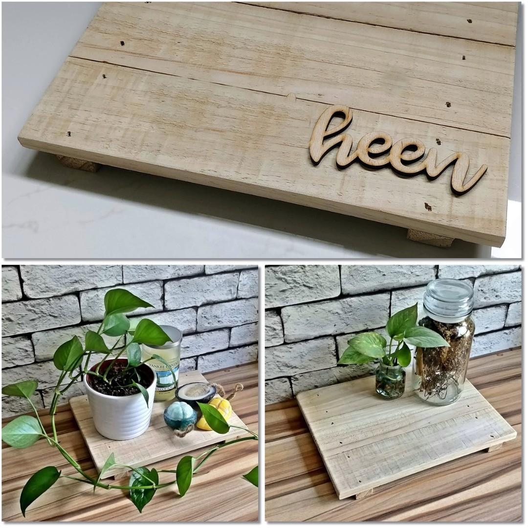 [Customized] Rustic Wooden Base Plate Frame, Hobbies & Toys, Stationery ...