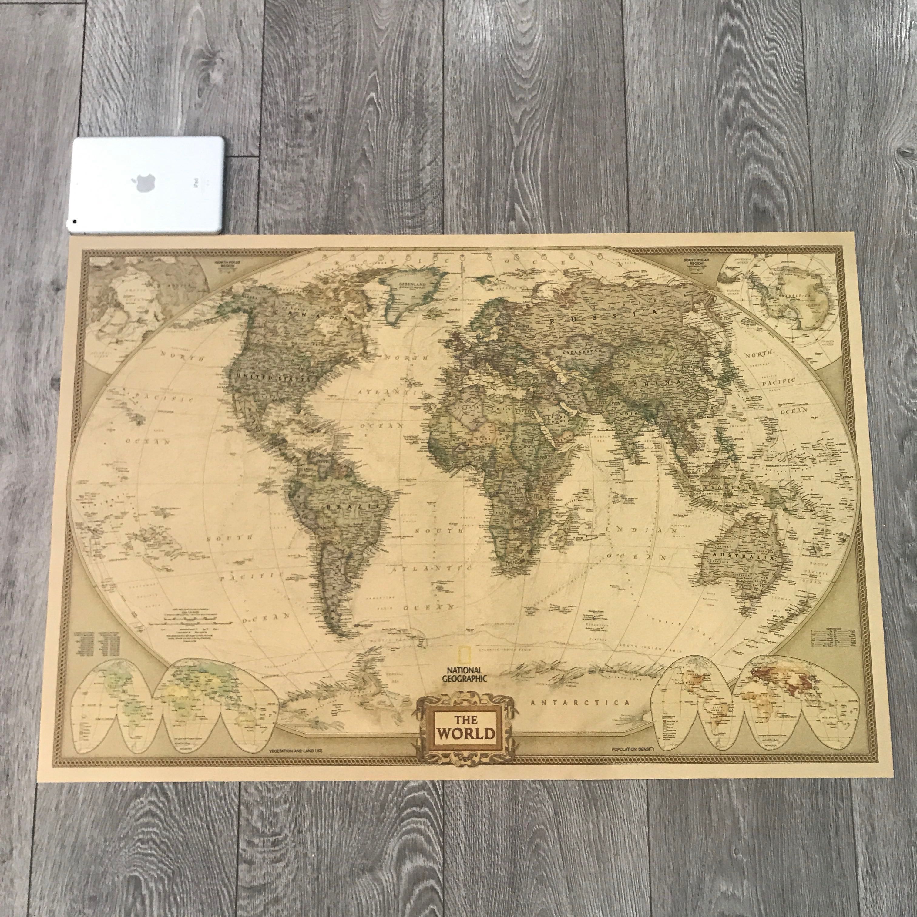 Extra Large Kraft Paper Vintage World Map (100cm*67cm), Furniture ...