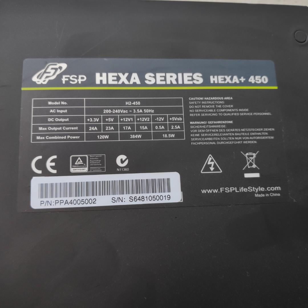 FSP HEXA+ 450 Series Power Supply Unit, Computers & Tech, Parts & Accessories, Networking on ...