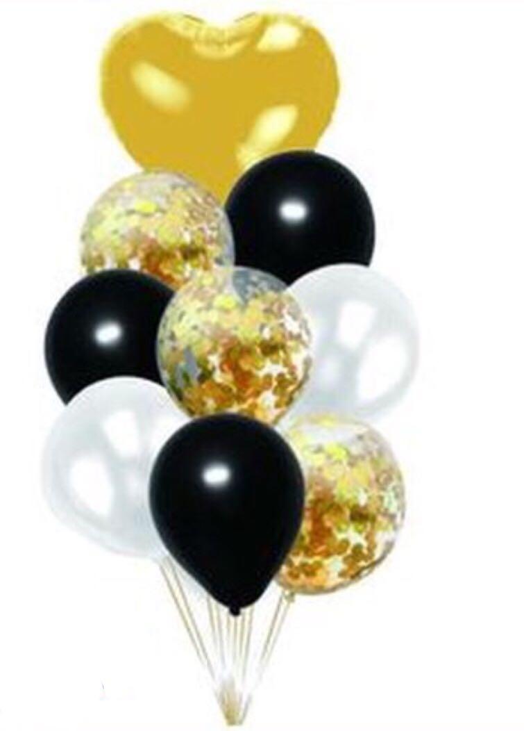 Gold & Black Balloon Set, Hobbies & Toys, Stationary & Craft, Occasions ...