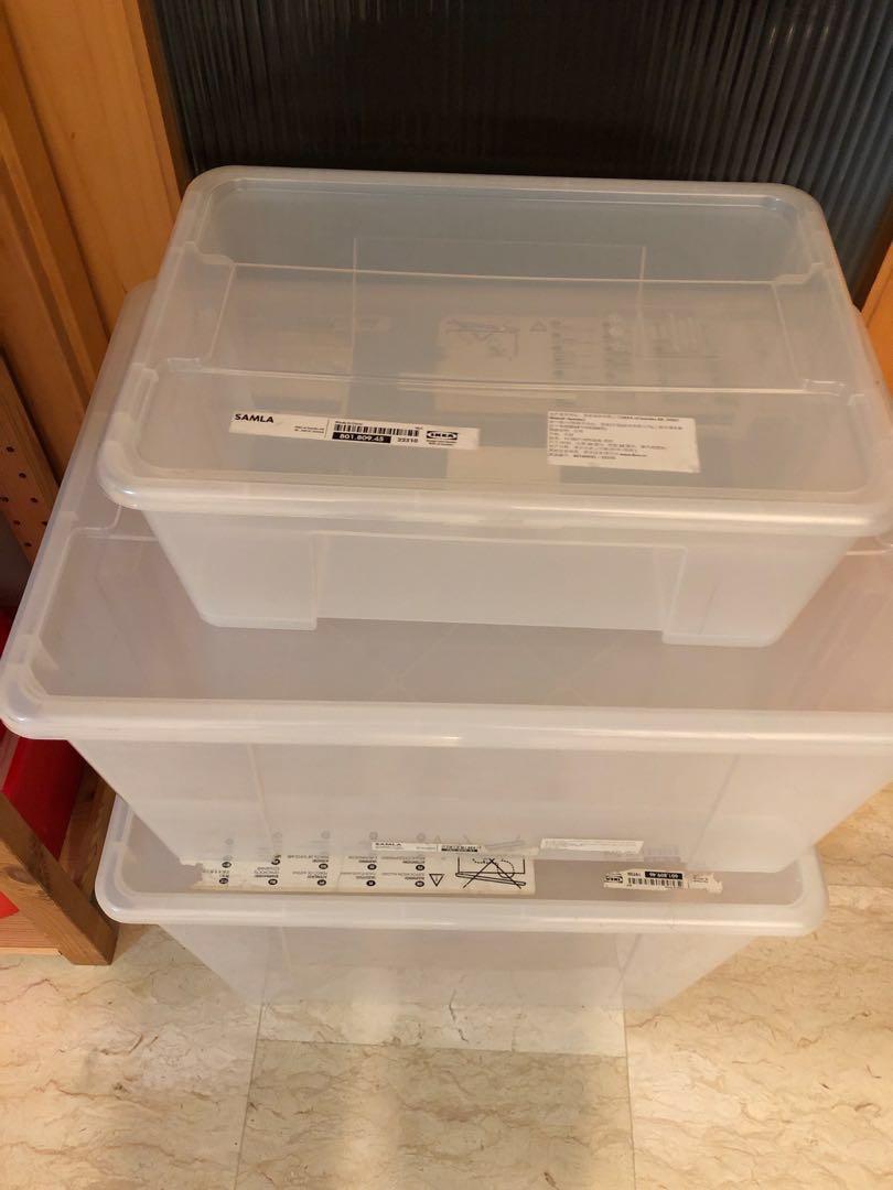 IKEA Samla Clear Storage Box (3 sizes), Furniture & Home Living, Home ...