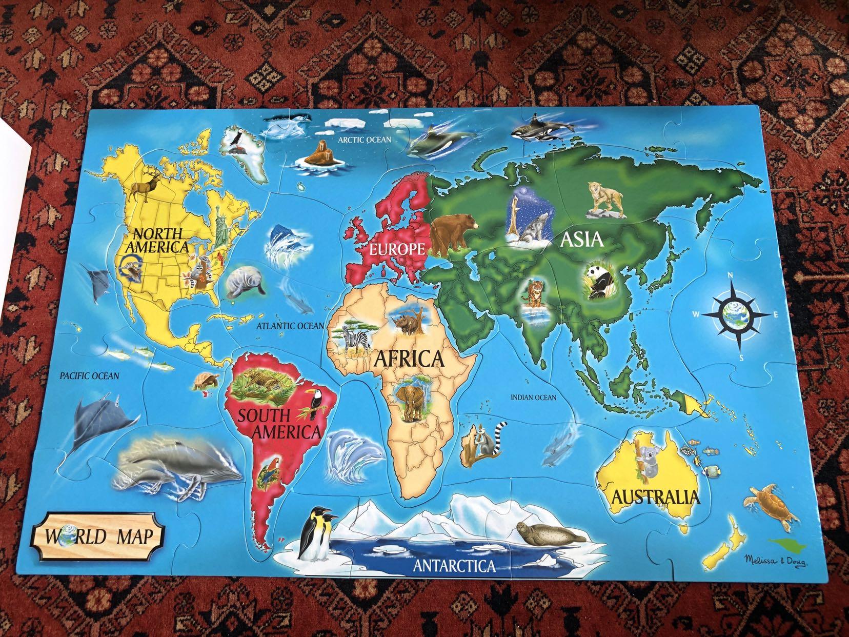 Melissa & Doug World Map Puzzle - age 6+, Hobbies & Toys, Toys & Games ...