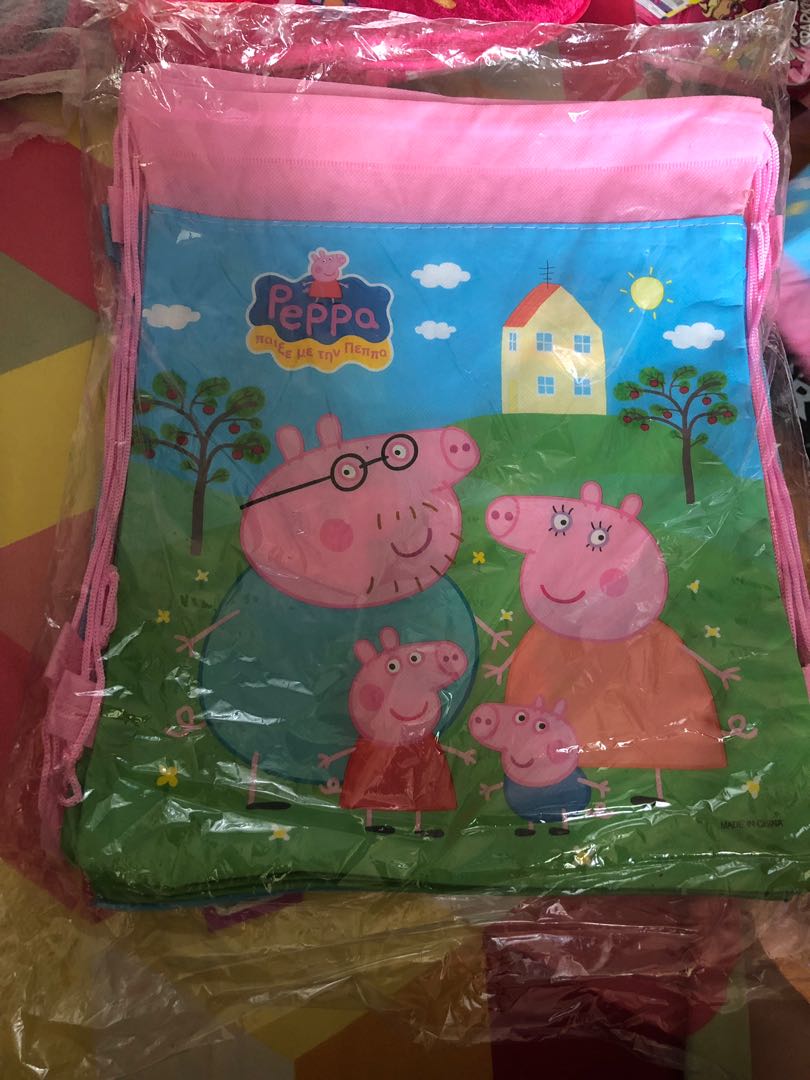 Peppa pig themed drawstring bags, Babies & Kids, Going Out, Diaper Bags ...