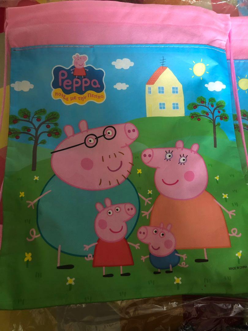Peppa pig themed drawstring bags, Babies & Kids, Going Out, Diaper Bags ...