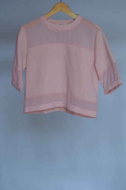Pink see through top, Fesyen Wanita, Pakaian Wanita, Atasan di Carousell