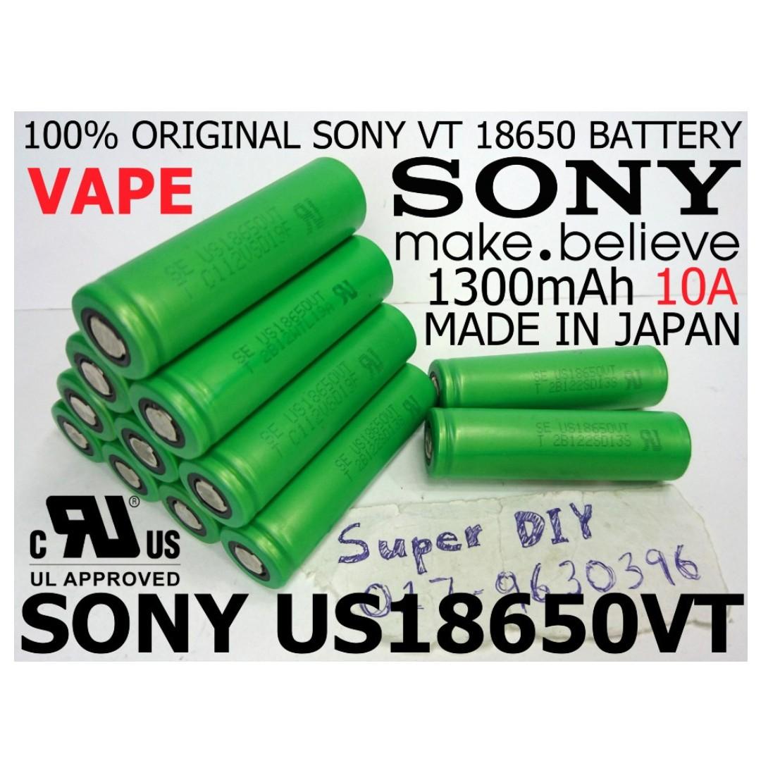 Sony US 18650 VT 3.7V 1300mAh Rechargeable Li-ion High Power Vape ...