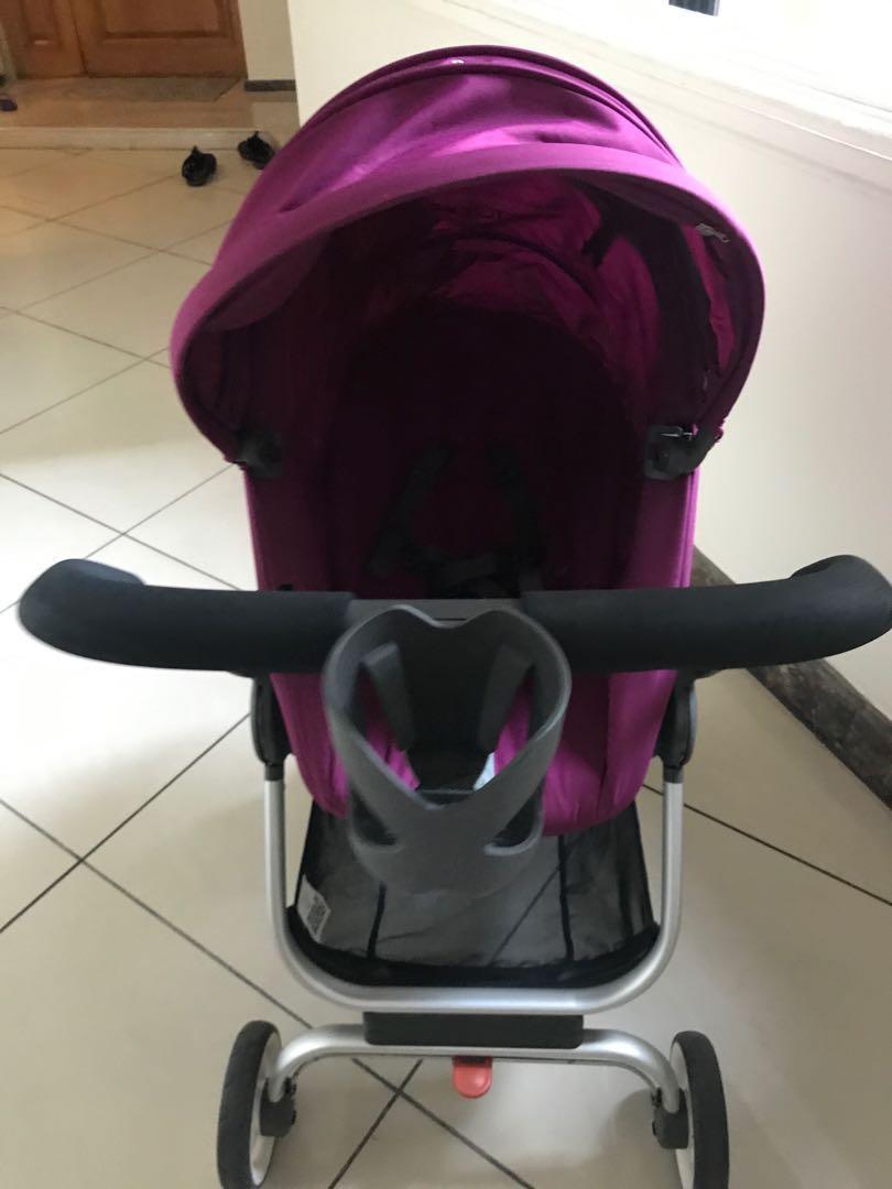 Stokke scoot lightweight stroller with bright purple carrycot and rain ...