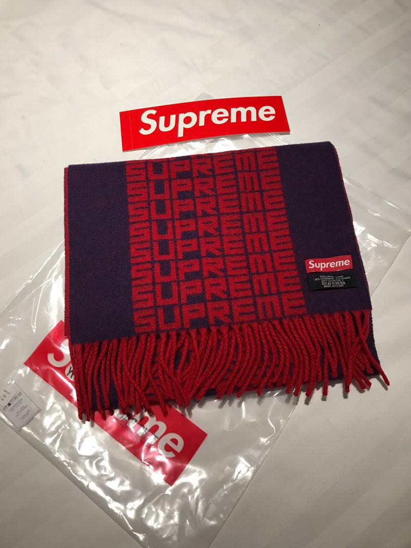 Supreme Logo Repeat Scarf, Men's Fashion, Watches & Accessories ...