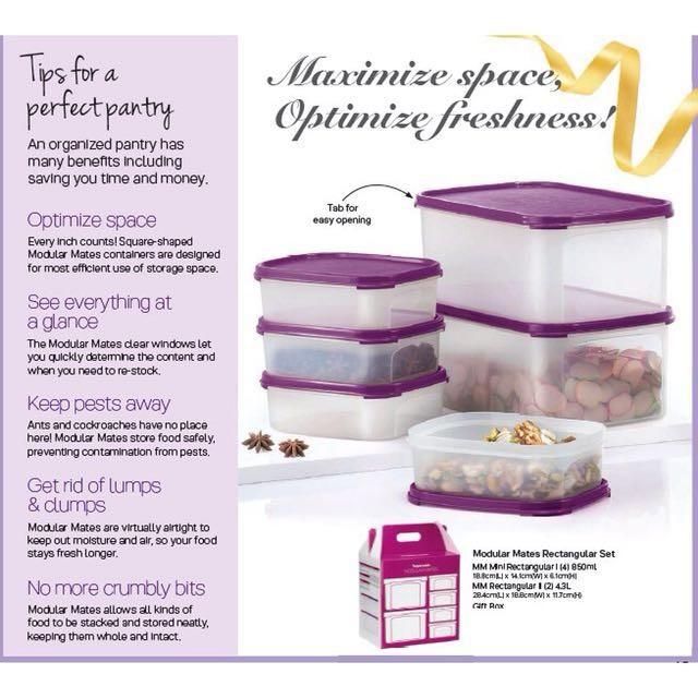 Tupperware Modular Mates Rectangular Set (6) with Gift Box, Furniture ...