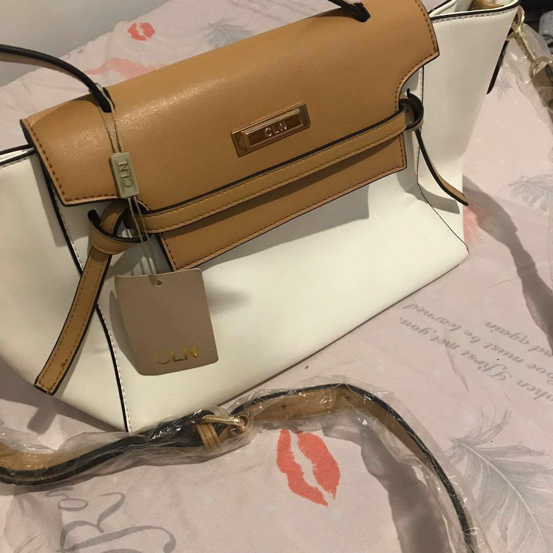 CLN White/tan bag, Women's Fashion, Bags & Wallets, Cross-body Bags on ...