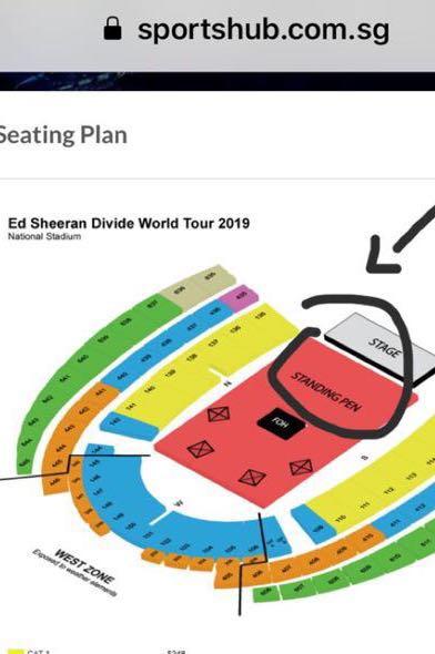 Ed Sheeran Standing Pen Tickets, Tickets & Vouchers, Event Tickets on ...