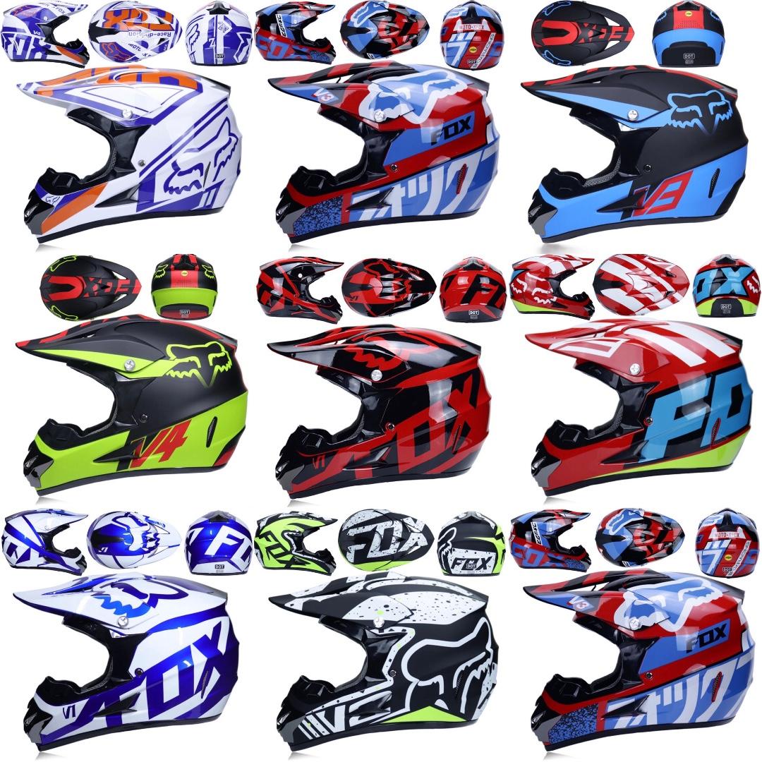 Fox Many Colours/Designs Full Face Motorcycle Helmet Scrambler ...