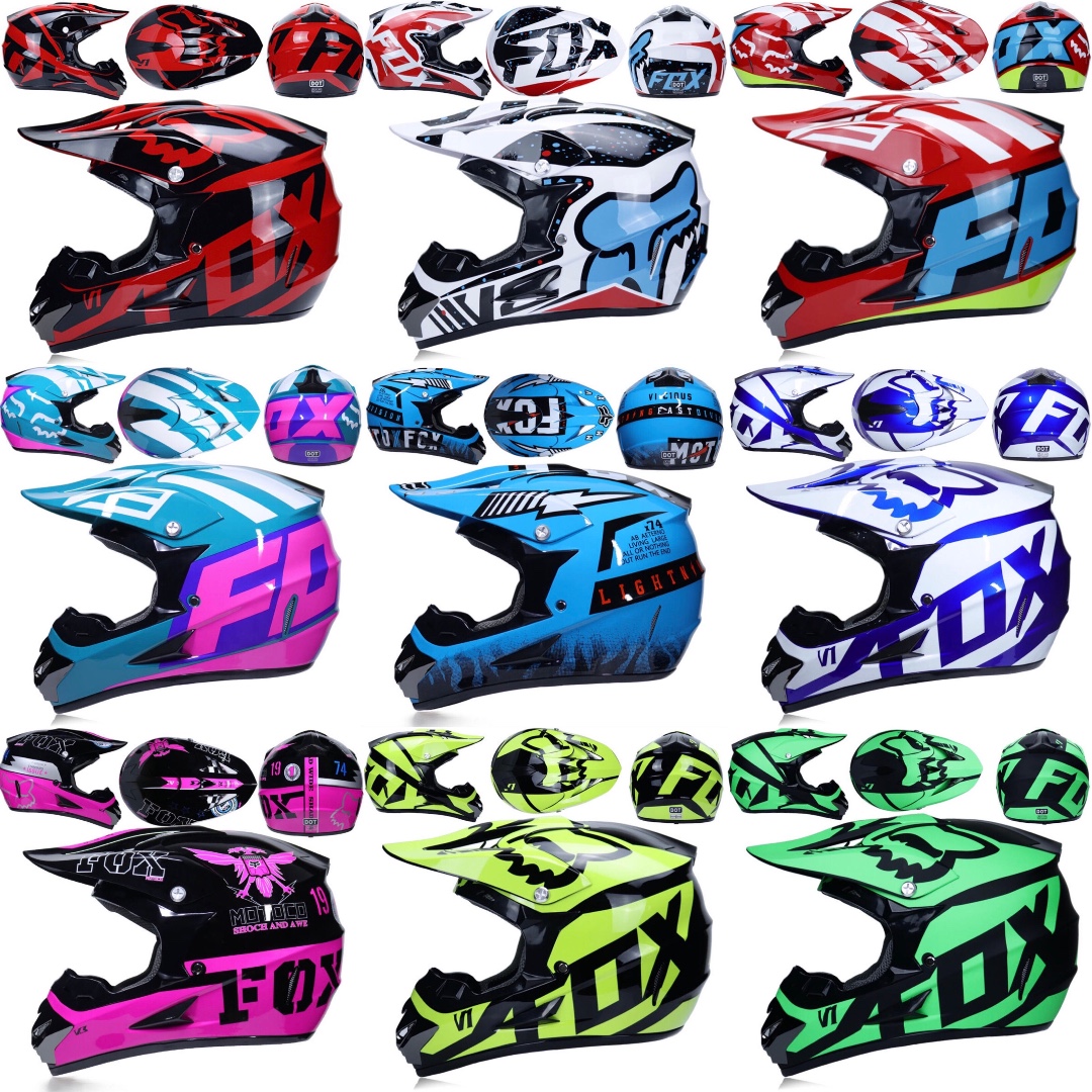 Fox Many Colours/Designs Full Face Motorcycle Helmet Scrambler ...