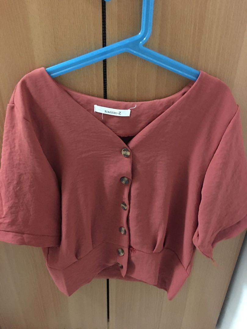 Rust colour top, Women's Fashion, Tops, Blouses on Carousell