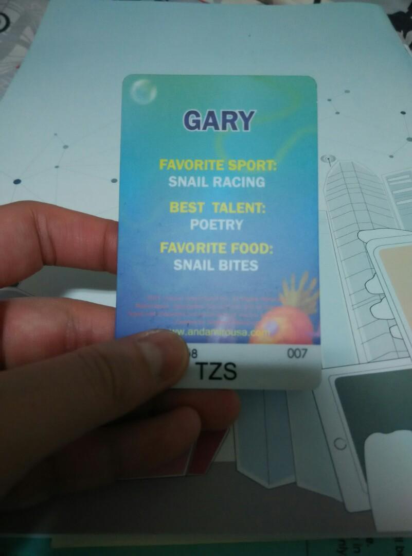 Gary the Snail card (SpongeBob SquarePants) Timezone Arcade, Hobbies ...