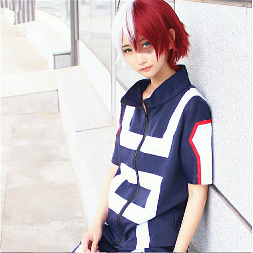 JP Anime My Hero Academia Costumes Iida Tenya Todoroki Gym Suit Tops ...