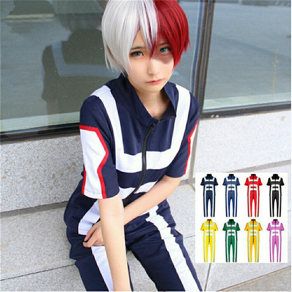 JP Anime My Hero Academia Costumes Iida Tenya Todoroki Gym Suit Tops ...