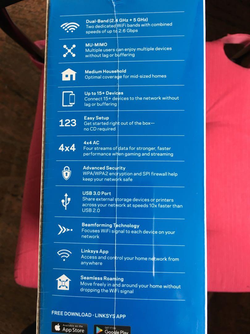 LinkSys AC2600 Gigabit Router (Star Hub), Computers & Tech, Parts ...