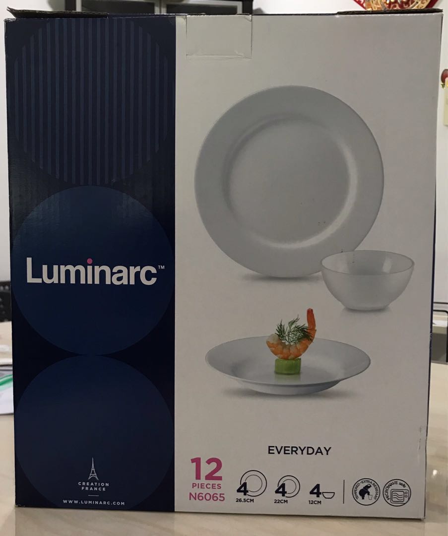 Luminarc Everyday 12 pieces Plates and Bowls N6065, Furniture & Home ...