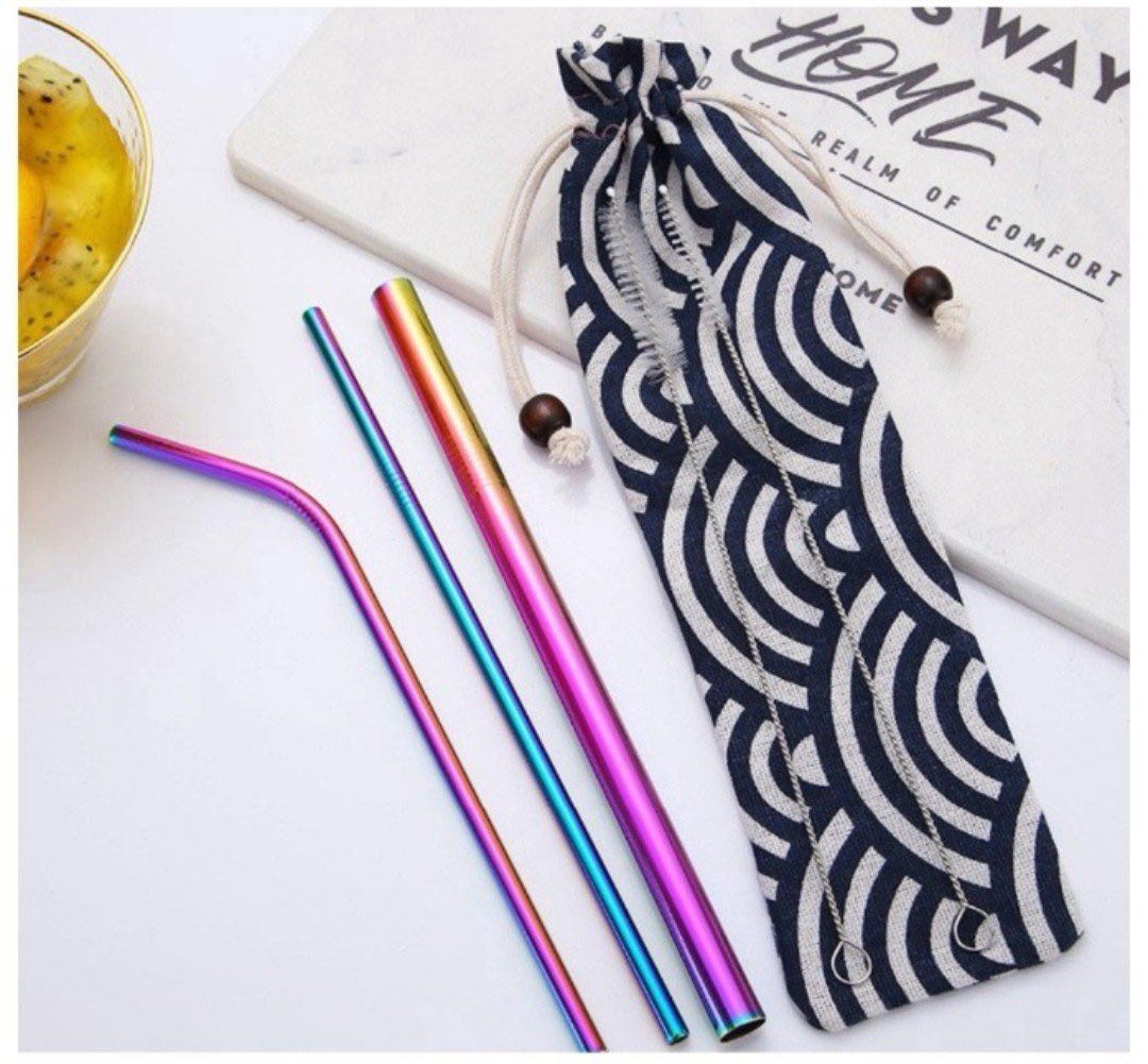Neon reusable straw set, Furniture & Home Living, Kitchenware ...