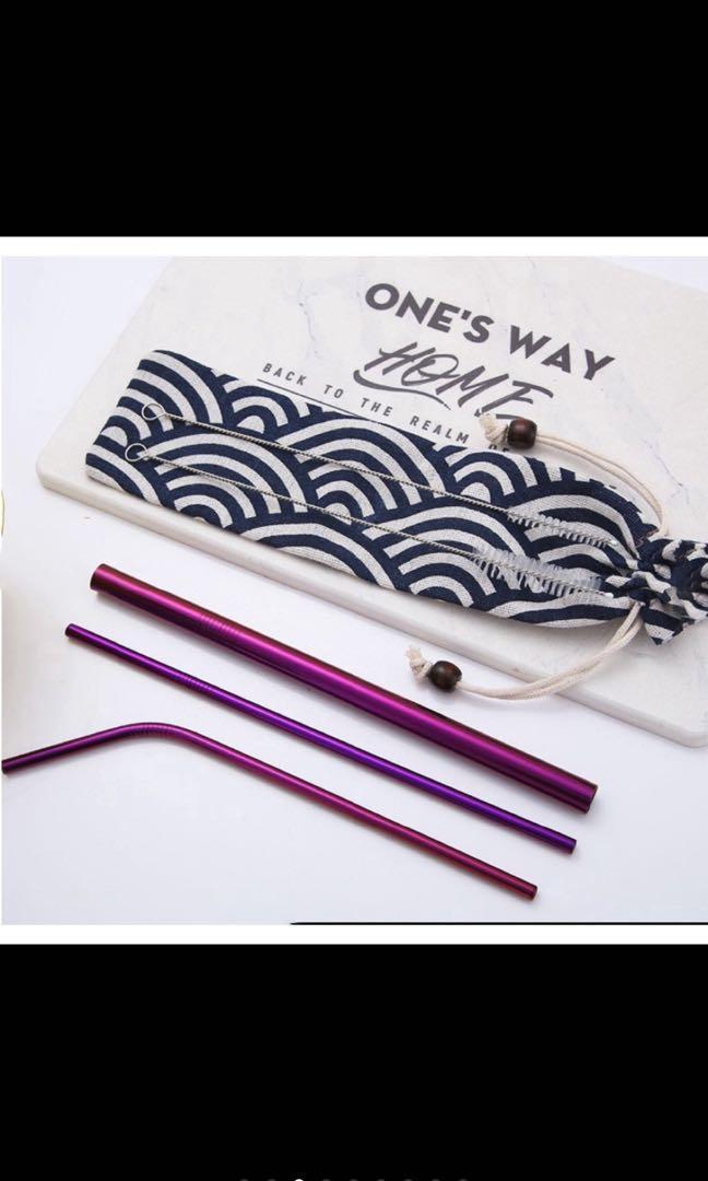 Neon reusable straw set, Furniture & Home Living, Kitchenware ...