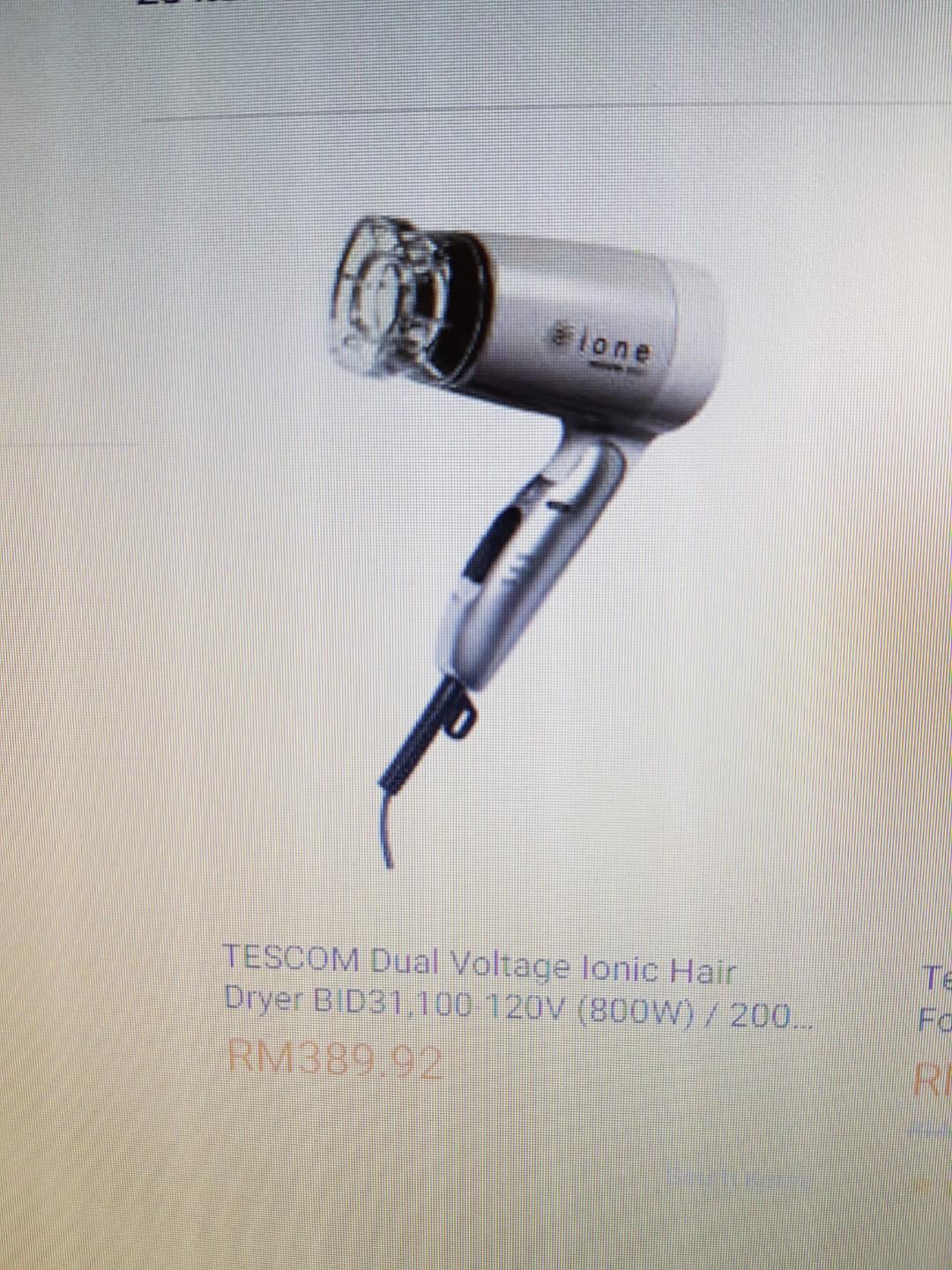 Tescom Travel Hair Dryer with Ion ( Dual Voltage, Rm390 online ...