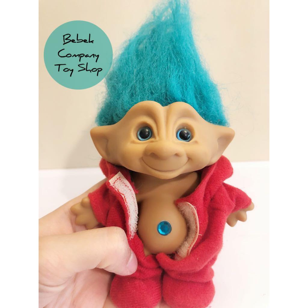 1980 VTG Troll Doll Gem trolls 惡魔 紅魔鬼 醜娃 巨魔娃娃 幸運小子 寶石系列 藍綠頭髮, 書籍、休閒與玩具 ...