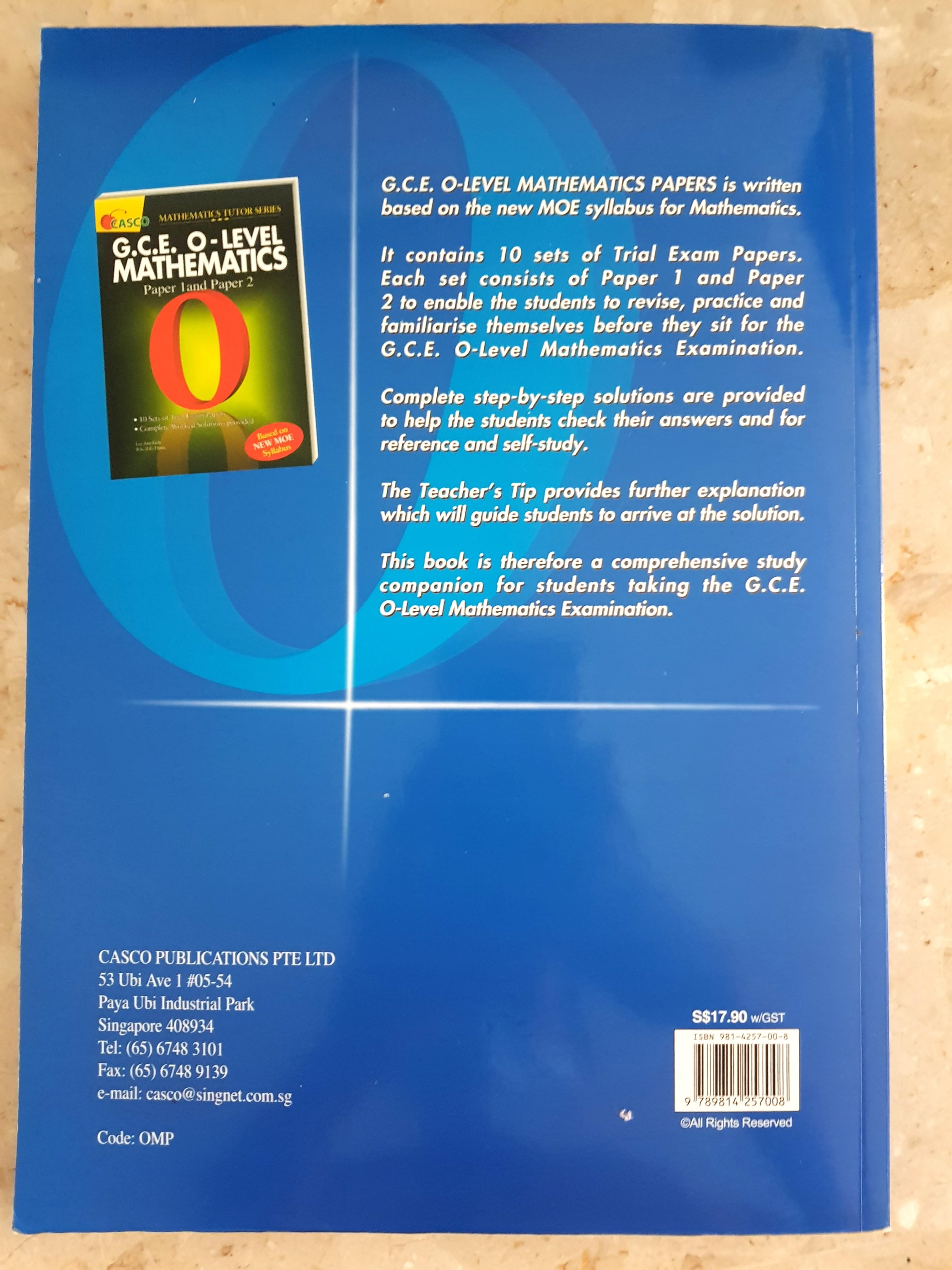 GCE O LEVEL Mathematics Paper 1 & 2, Hobbies & Toys, Books & Magazines ...