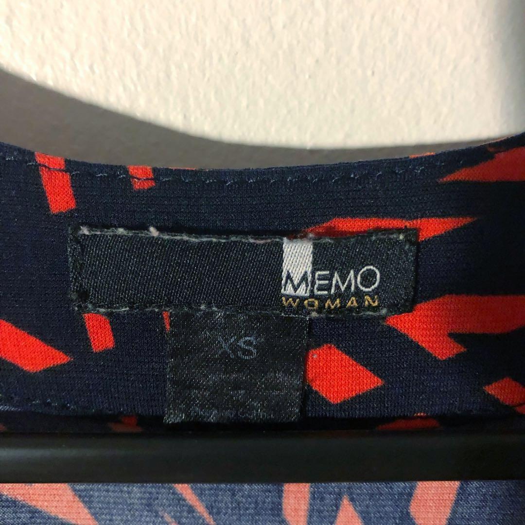 Memo red and navy blue patterned dress on Carousell