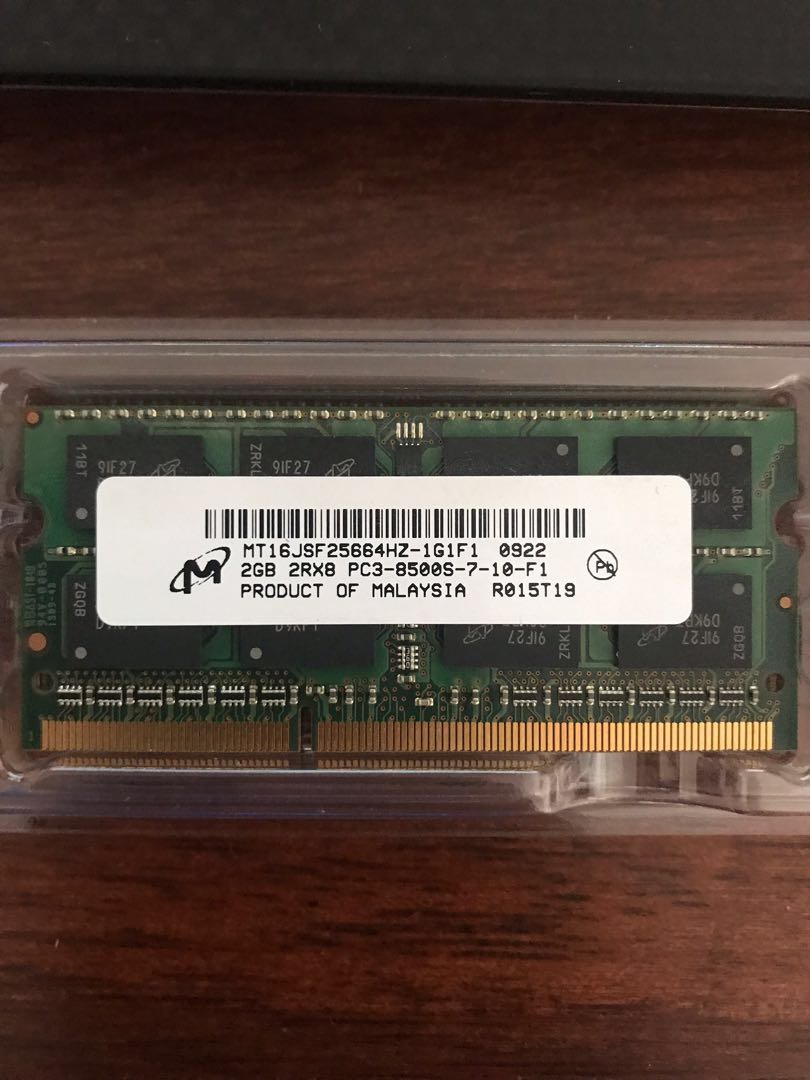 Micron DDR PC3-8500 2gb x 2 Ram for old Macbook, Computers & Tech ...