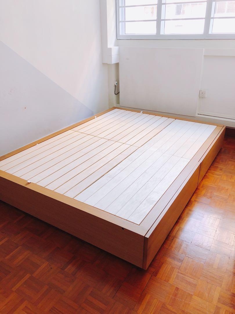 Muji (Double) Storage Bed Frame, Furniture & Home Living, Furniture ...