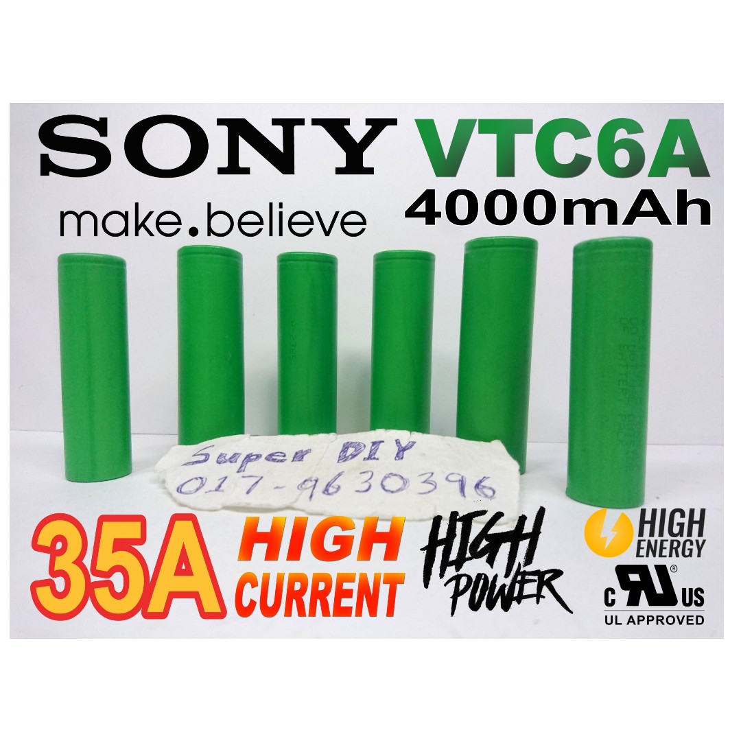 ORIGNINAL SONY VTC6A 21700 3.7V 4000mAh 35A Rechargeable High Drain ...