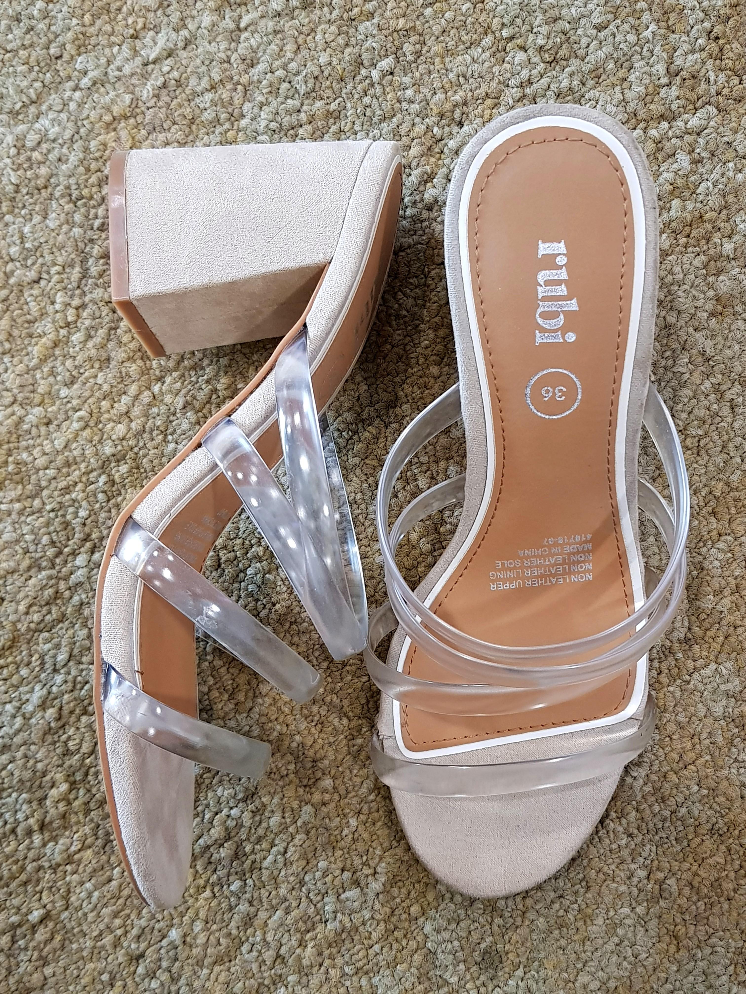 Rubi - Nude Block Heels, Women's Fashion, Footwear, Heels on Carousell