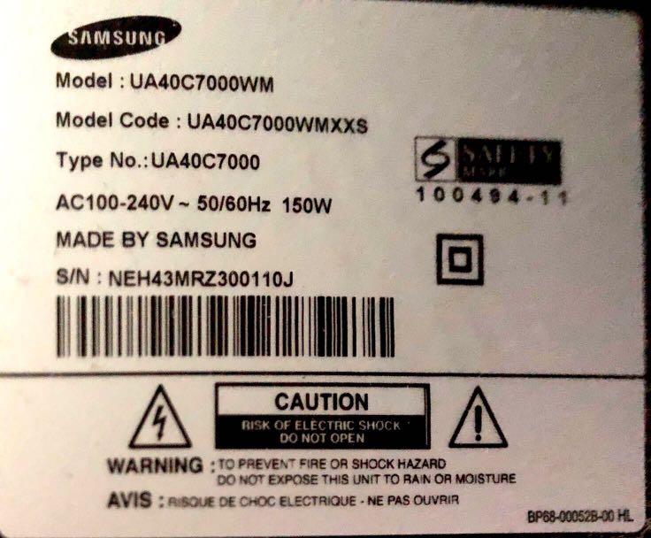 Samsung 40” LED Flat screen TV (Spare Parts), TV & Home Appliances, TV ...