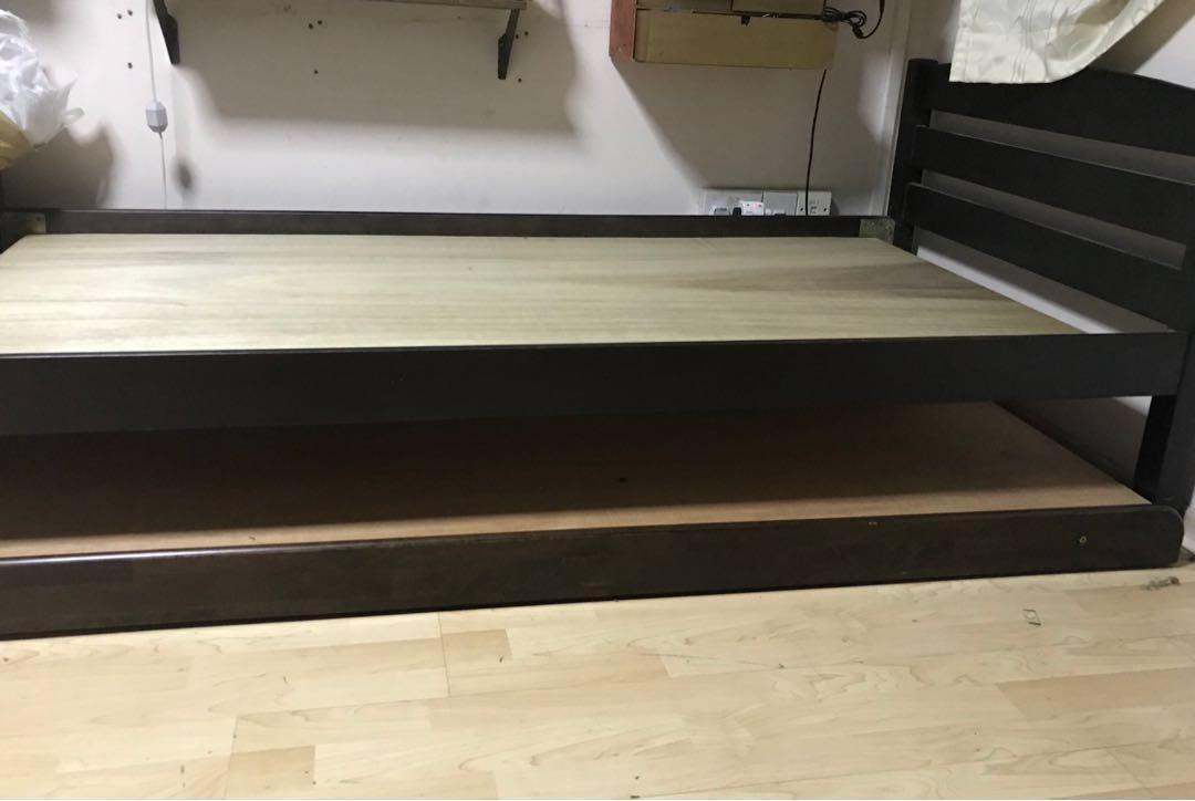 Solid wooden pull out bed, Furniture & Home Living, Furniture, Bed ...