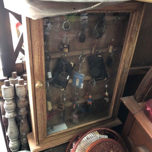 Antique vintage teakwood key holder display with glass door, Furniture ...