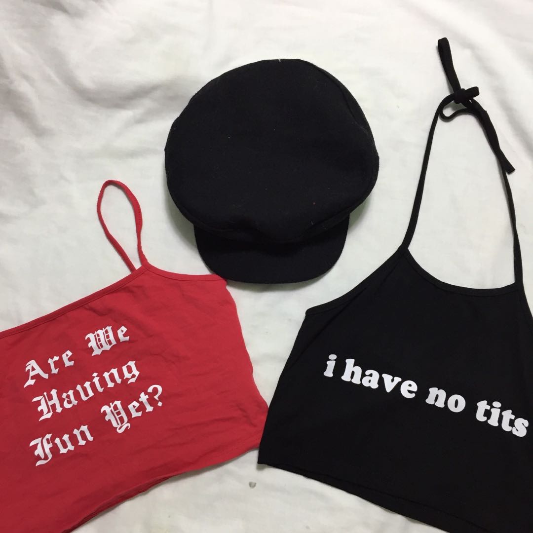 Ig baddie starter pack ( cami top,halter top, baker boy hat), Women's ...