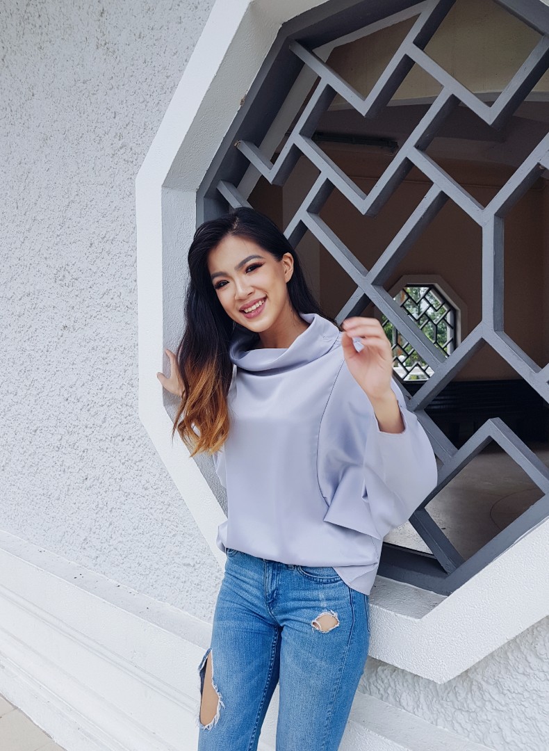 Ortessa Oversized Satin Top (CNY SERIES), Women's Fashion, Tops ...