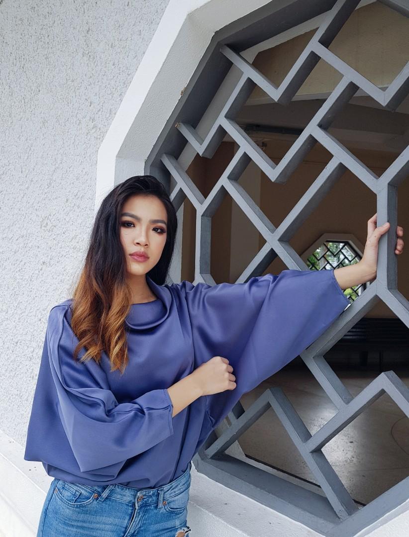 Ortessa Oversized Satin Top (CNY SERIES), Women's Fashion, Tops ...