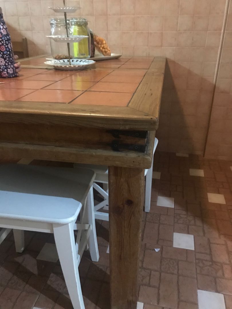Solid wood Terracotta tile top dining table , Furniture & Home Living ...