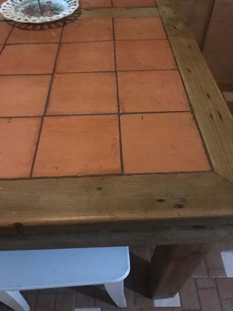 Solid wood Terracotta tile top dining table , Furniture & Home Living ...